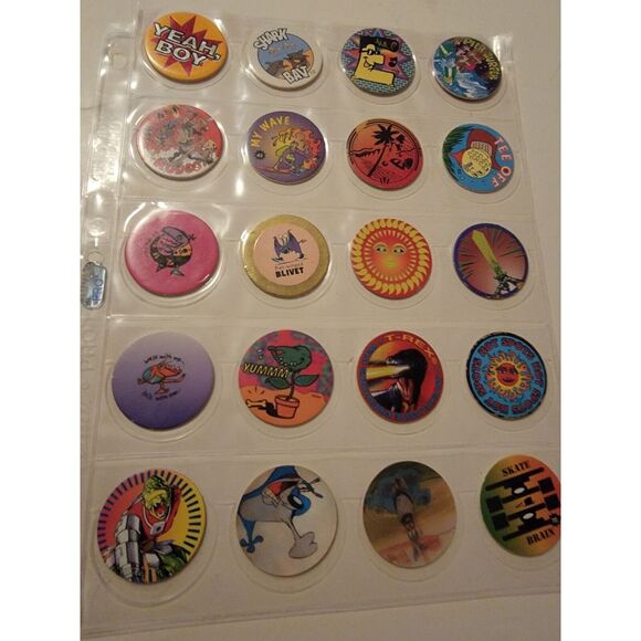 Games | Lot Of 2 Vintage Pogs Misc Snack N Stack Subway Trex Shark ...